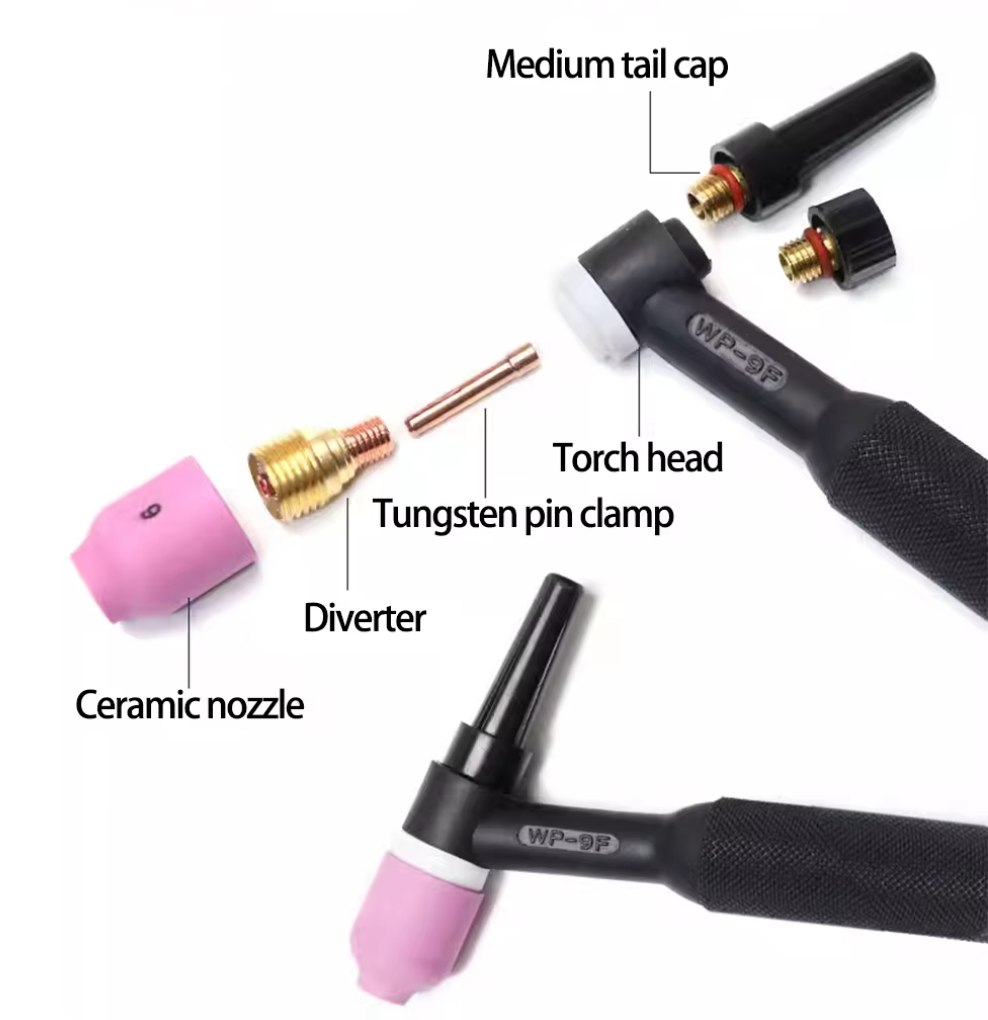 Gas cooled 4/8/10 meter tig torch WP 9F parts bendable handle WP 9 ...